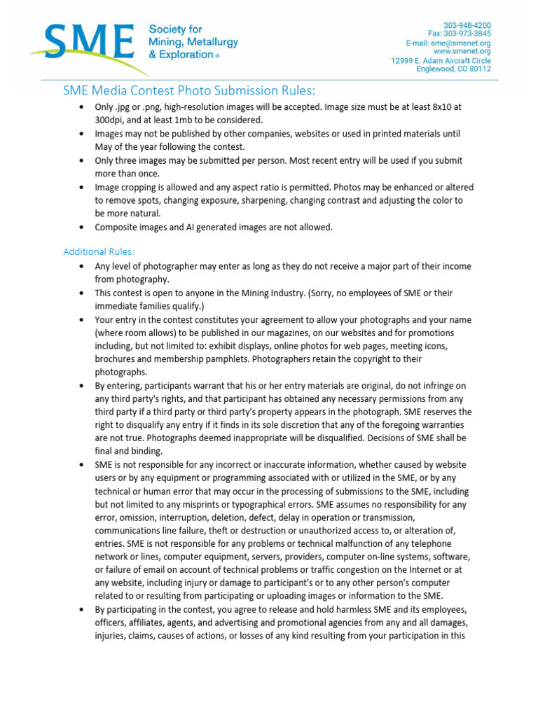 SME Media Contest Photo Rules | PDF | Photograph