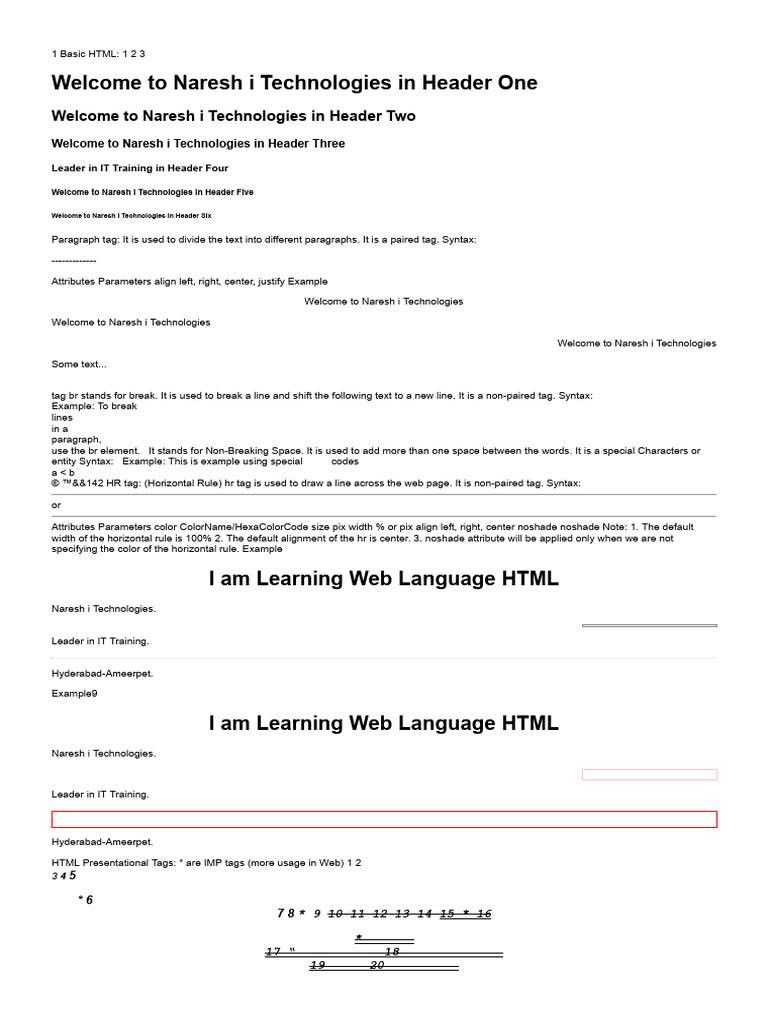 basics tags | PDF | Paragraph | Html