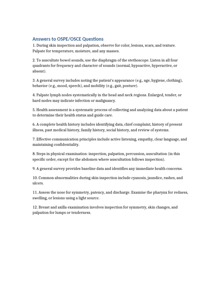 OSPE OSCE Answers | PDF