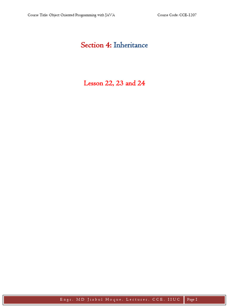 Section 4 Inheritance (By Jiabul Haque) | PDF | Inheritance (Object Oriented Programming ...