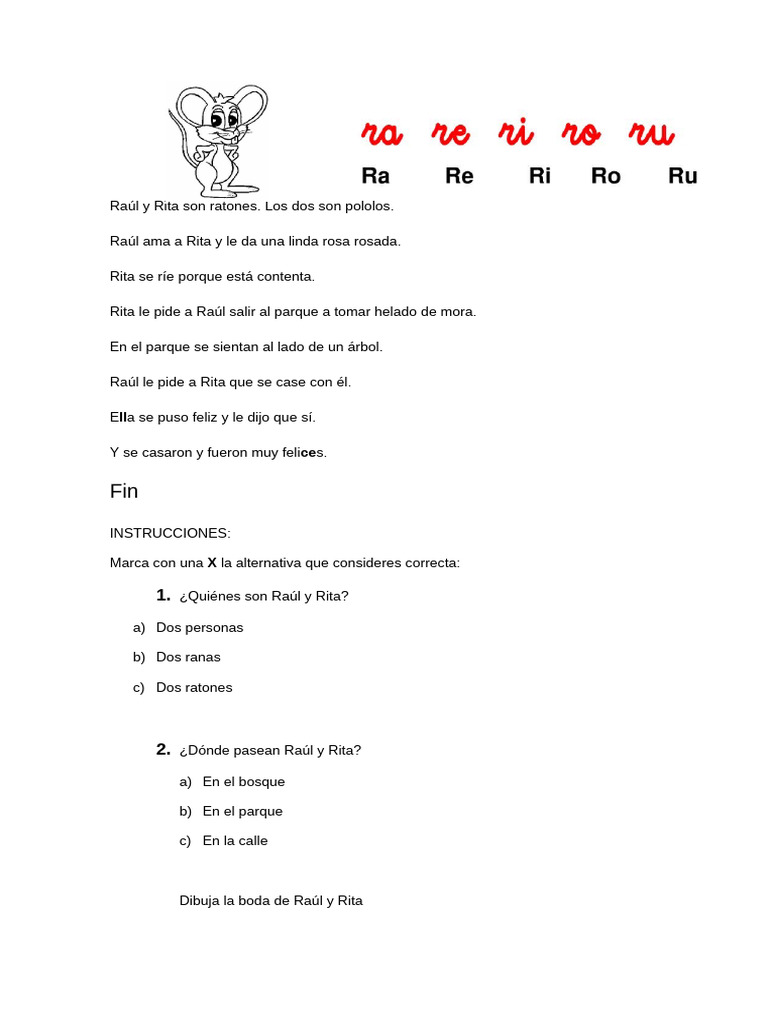 Leccion de Lectura Letra R Fuertey Suave | PDF