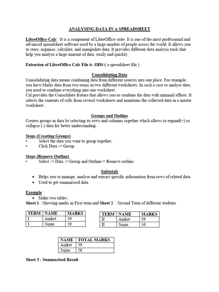 Brief Notes - Spreadsheet Class X 17 Jan | PDF | Spreadsheet | Hyperlink