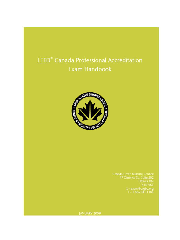 LEED Canada Exam Handbook FINAL - January 09 | PDF | Professional ...