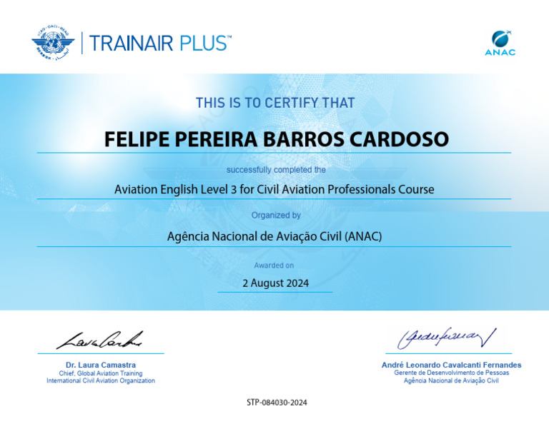 Aviation English Course Completion Certificate | PDF