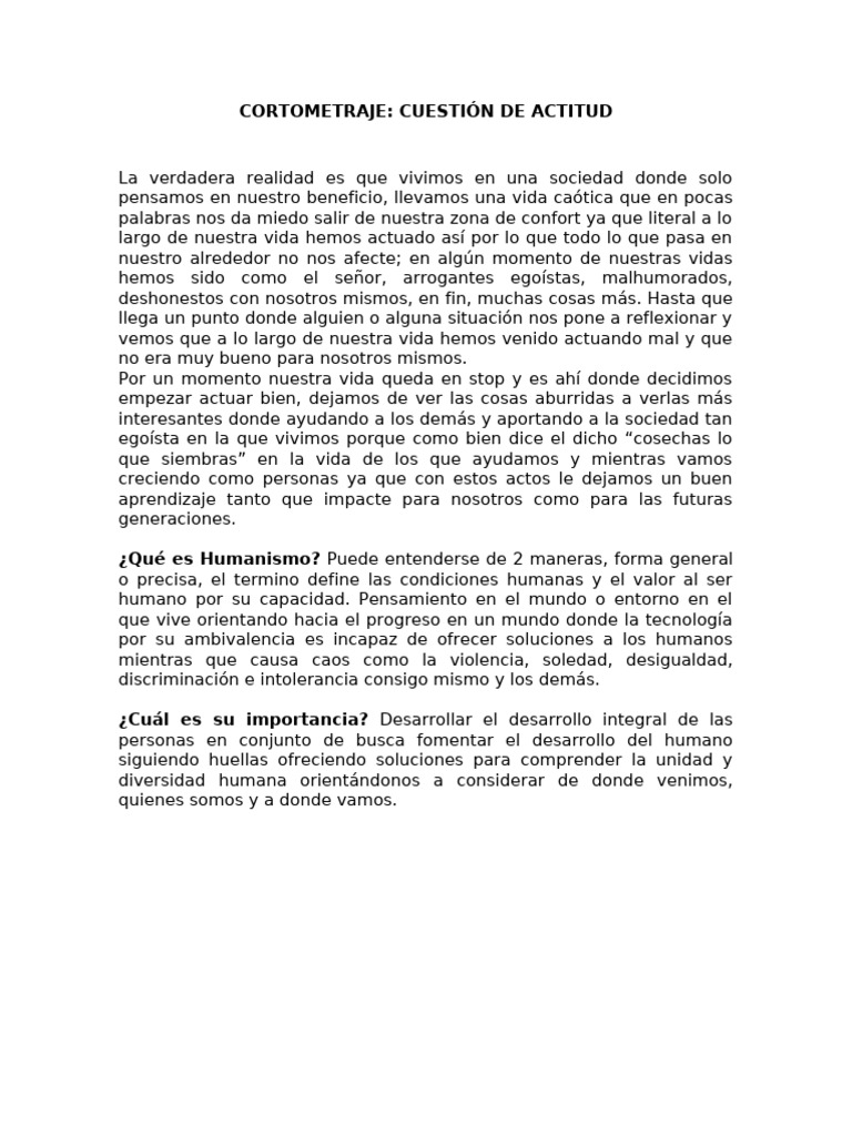 Cortometraje Cuestion de Actitud | PDF