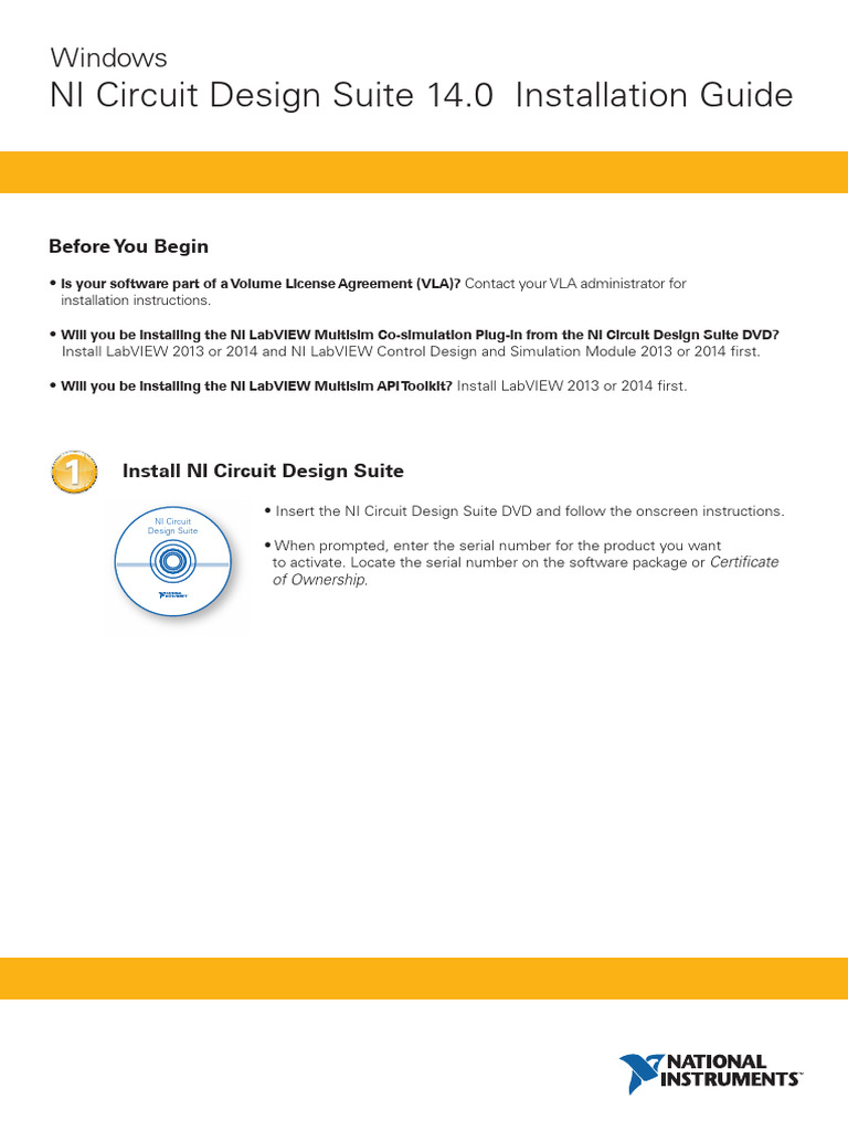 NI Circuit Design Suite Install Guide | PDF | Microsoft Windows | 64 Bit Computing