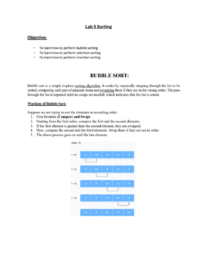 Lab 5 Sorting manual tasks | PDF