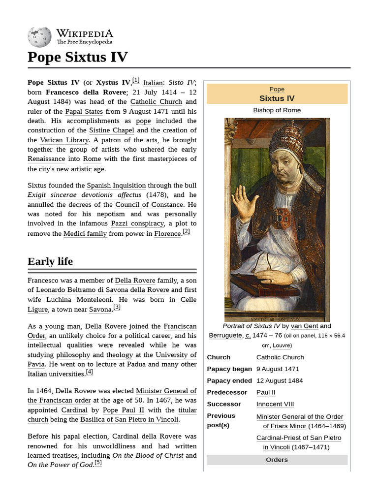 Pope_Sixtus_IV | PDF