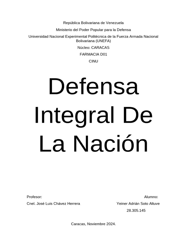 Defensa Integral de la Nación en Venezuela | PDF | Seguridad nacional ...