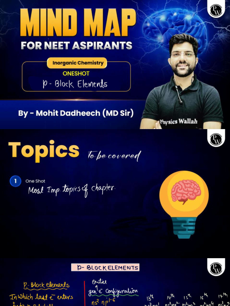 P-Block Elements - Class Notes - NEET Mind Map 2025 | PDF