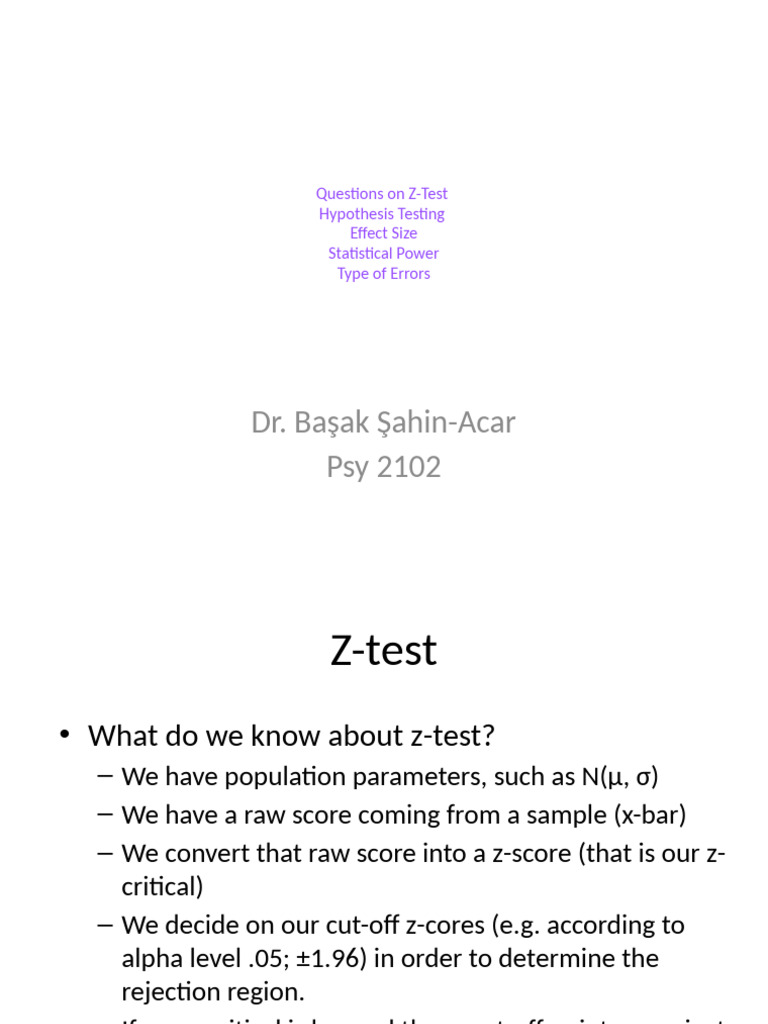 Hypothesis Testing Standard Error Effect Size Power Pdf Type 2487