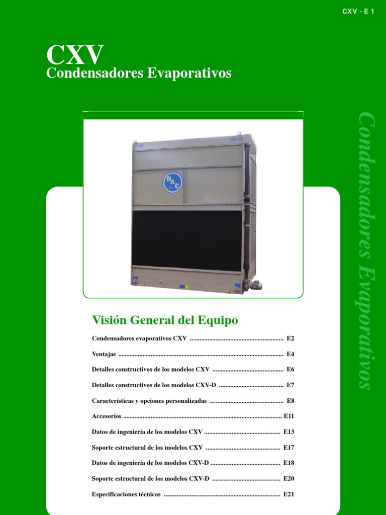 Con Dens Adores Evaporativos CXV & CXV-D | PDF | Ventilador mecánico | Transmisión (Mecánica)