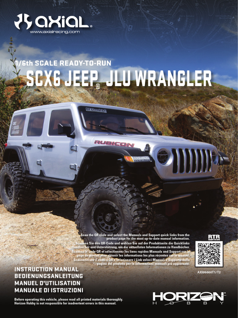 SCX6 1/6 Jeep JLU Wrangler RTR - Manual-EN | PDF | Steering | Battery Charger