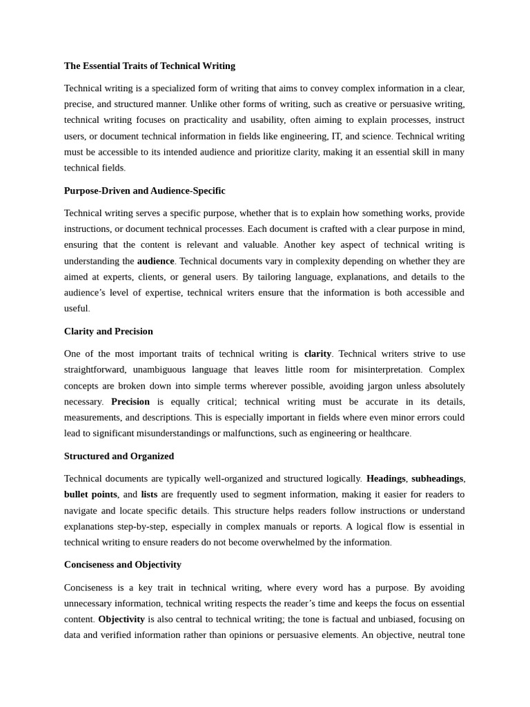 Key Traits of Effective Technical Writing | PDF | Information ...