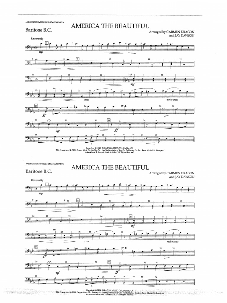 America The Beautiful - Baritone BC | PDF