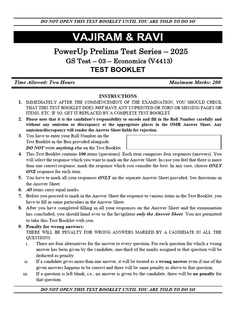 GS Test - 03 - Question Paper | PDF | Taxes | Gross Domestic Product