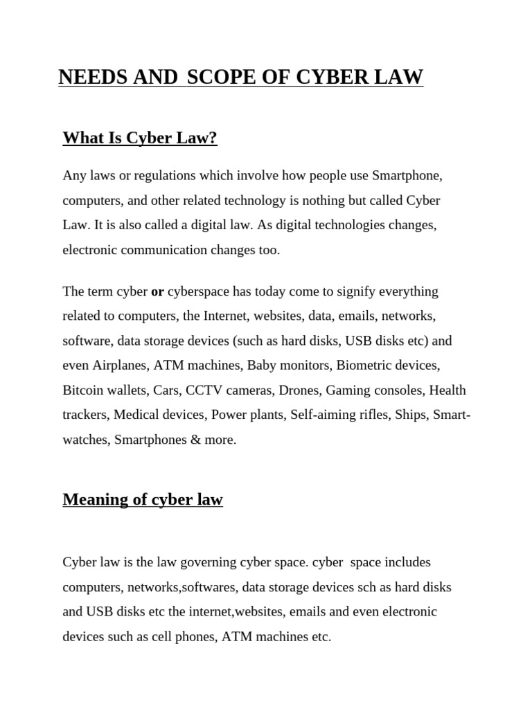 Understanding Cyber Law: Scope & Need | PDF | Cybercrime | Computing