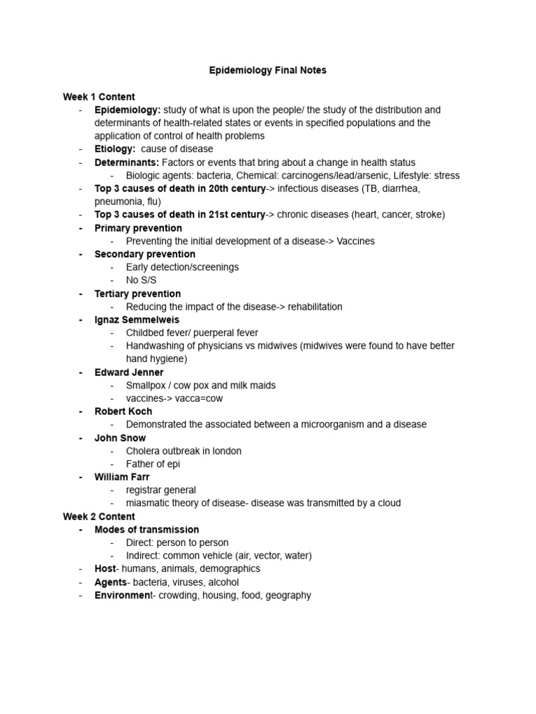 Epidemiology Final Notes | PDF | Cohort Study | Sensitivity And Specificity