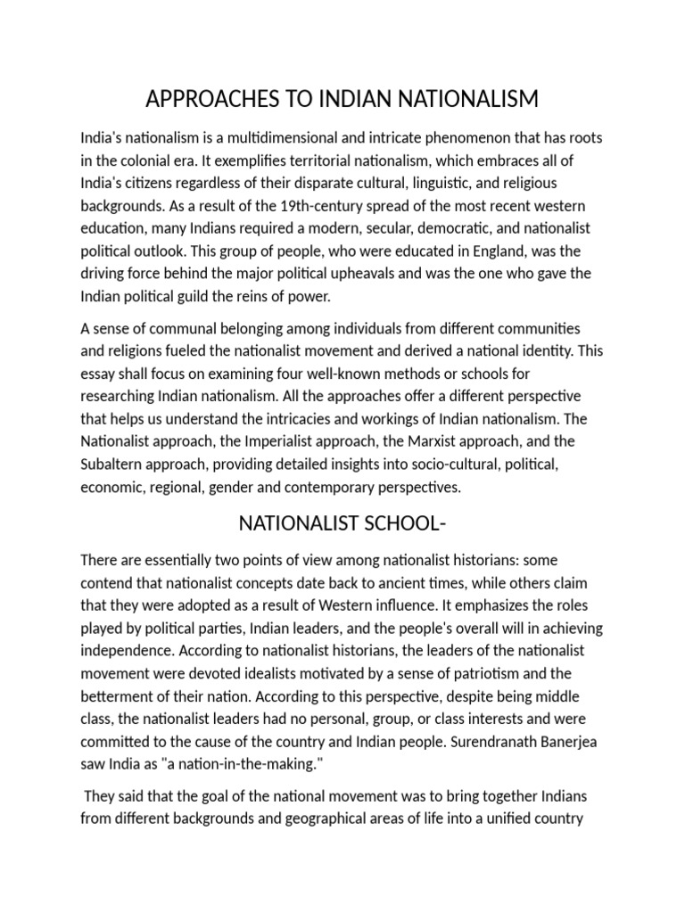 Approaches To Indian Nationalism Ge | PDF | Nationalism | British Raj