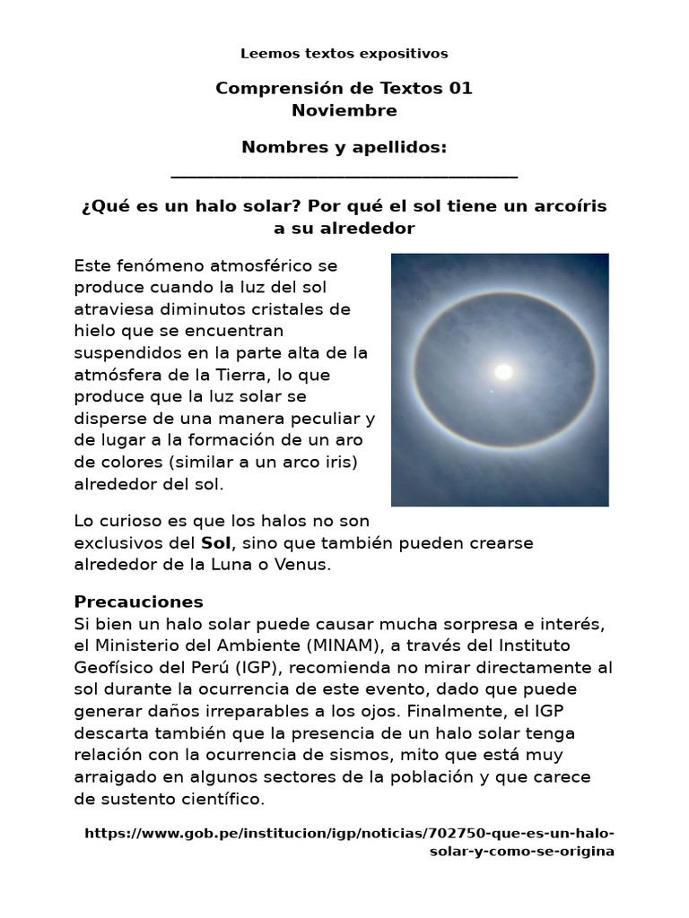 Halo solar: fenómeno y precauciones | PDF | Arco iris | Astronomía