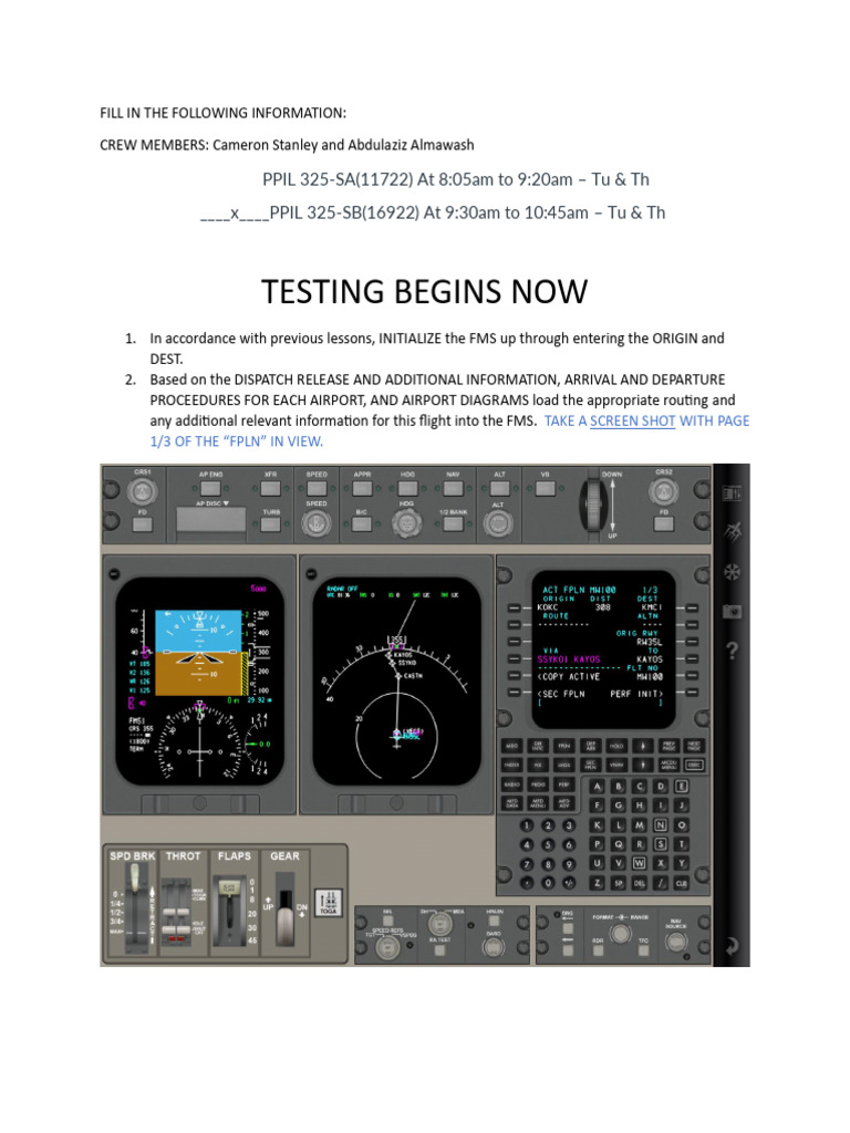 Aerosim Test For Advanced Aircraft Systems For Spring 2023 | PDF ...