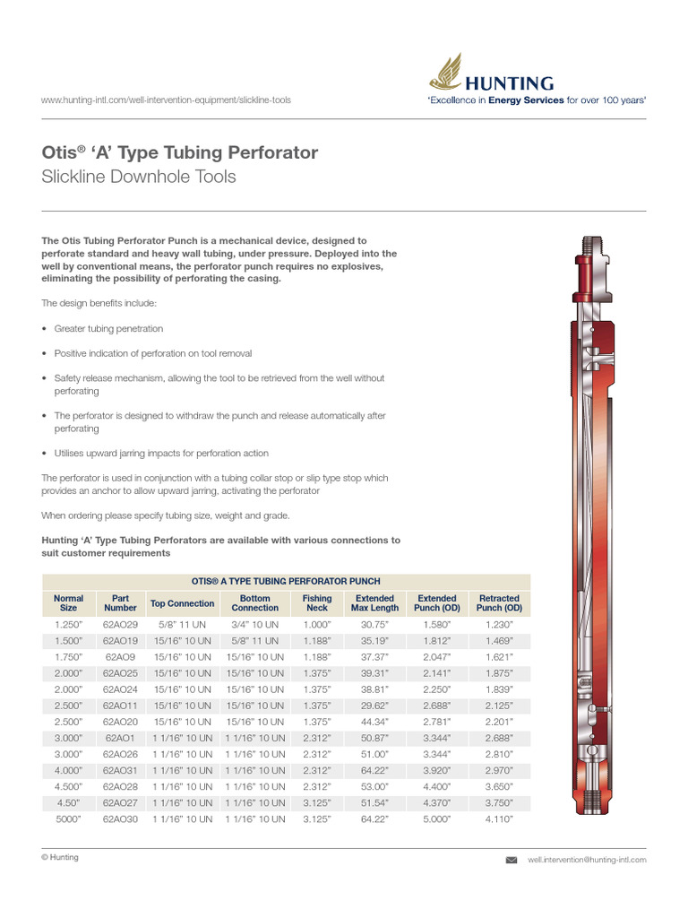 Hunting Otis A Type Tubing Perforator Datasheet | PDF