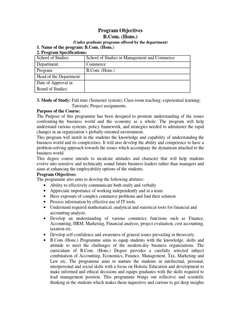 PO, PSO, CO-proforma B.com Final 12.10.20 | PDF | Marketing | Economics