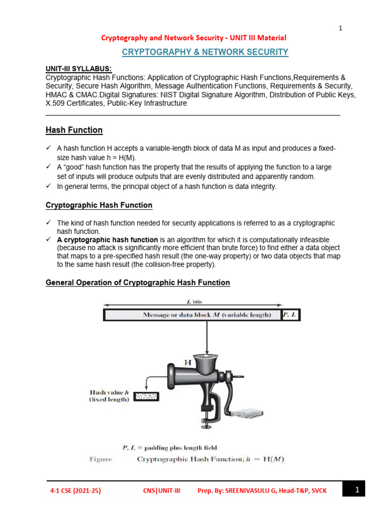 CNS - UNIT-III - MATERIAL - 4-1 CSE - 2021-25 Batch | PDF | Public Key Cryptography | Public Key ...