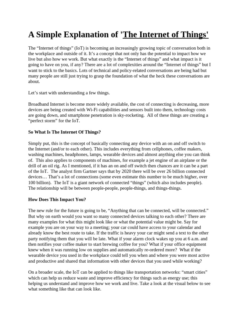 A Simple Explanation of IoT | PDF | Internet Of Things | Cyberspace