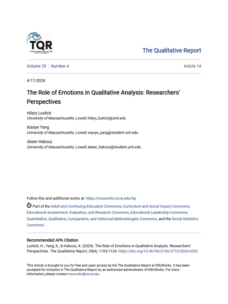 Emotions in Qualitative Research Analysis | PDF | Empathy | Emotions