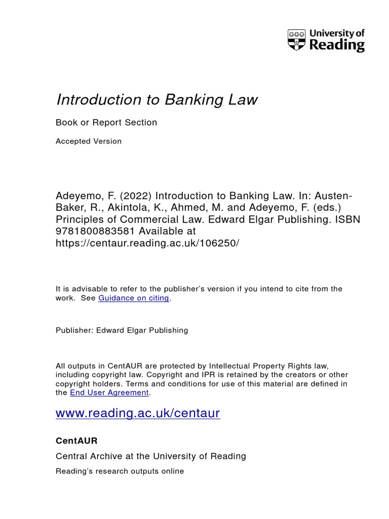 Chapter 20 Introduction To Banking Law | PDF | Banks | Mortgages