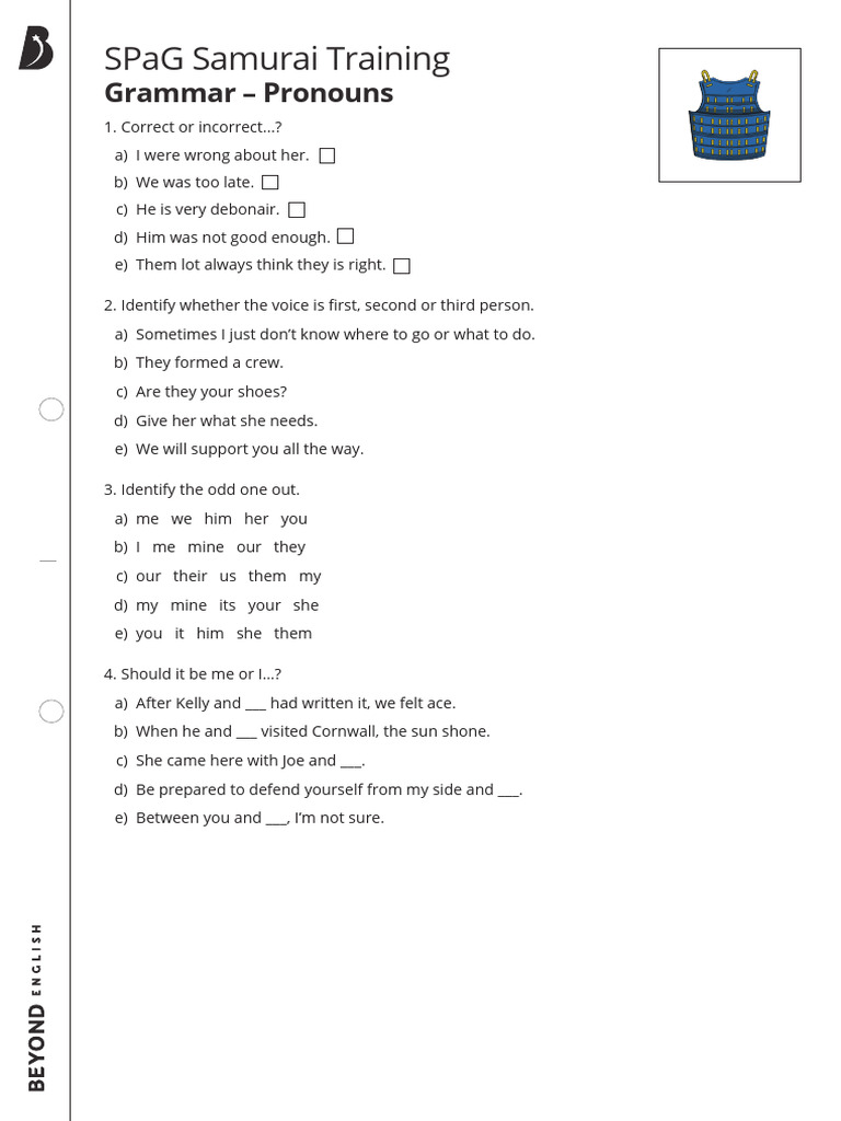 Grammar 5 Pronouns Worksheet | PDF