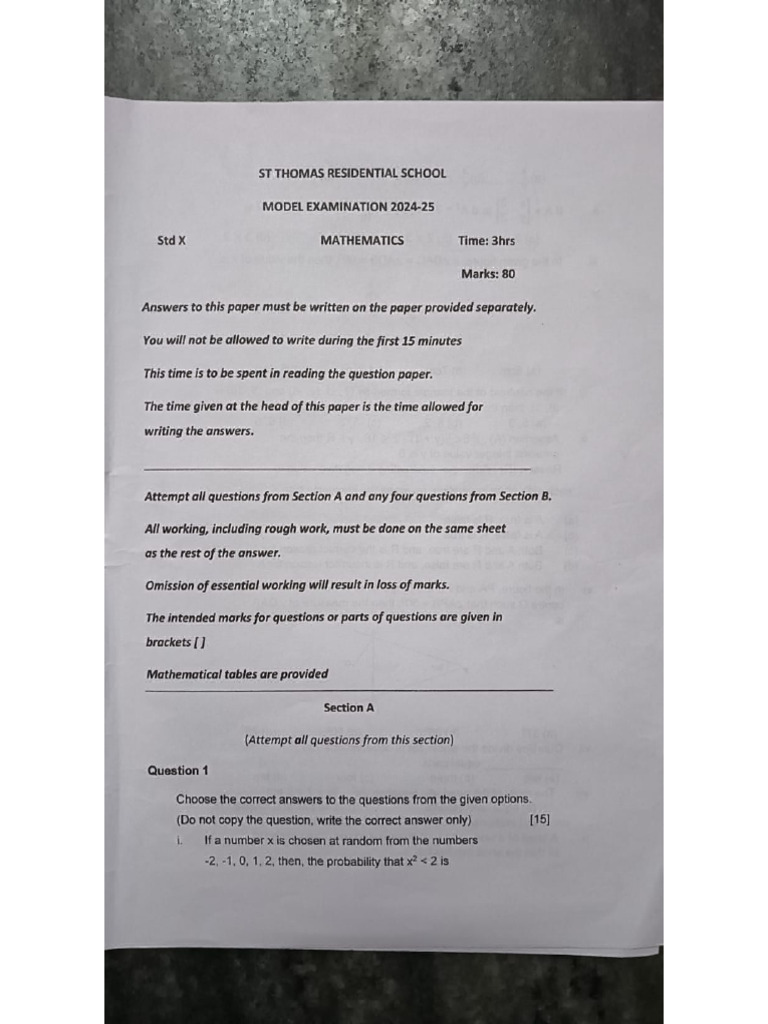 Model Question Paper | PDF