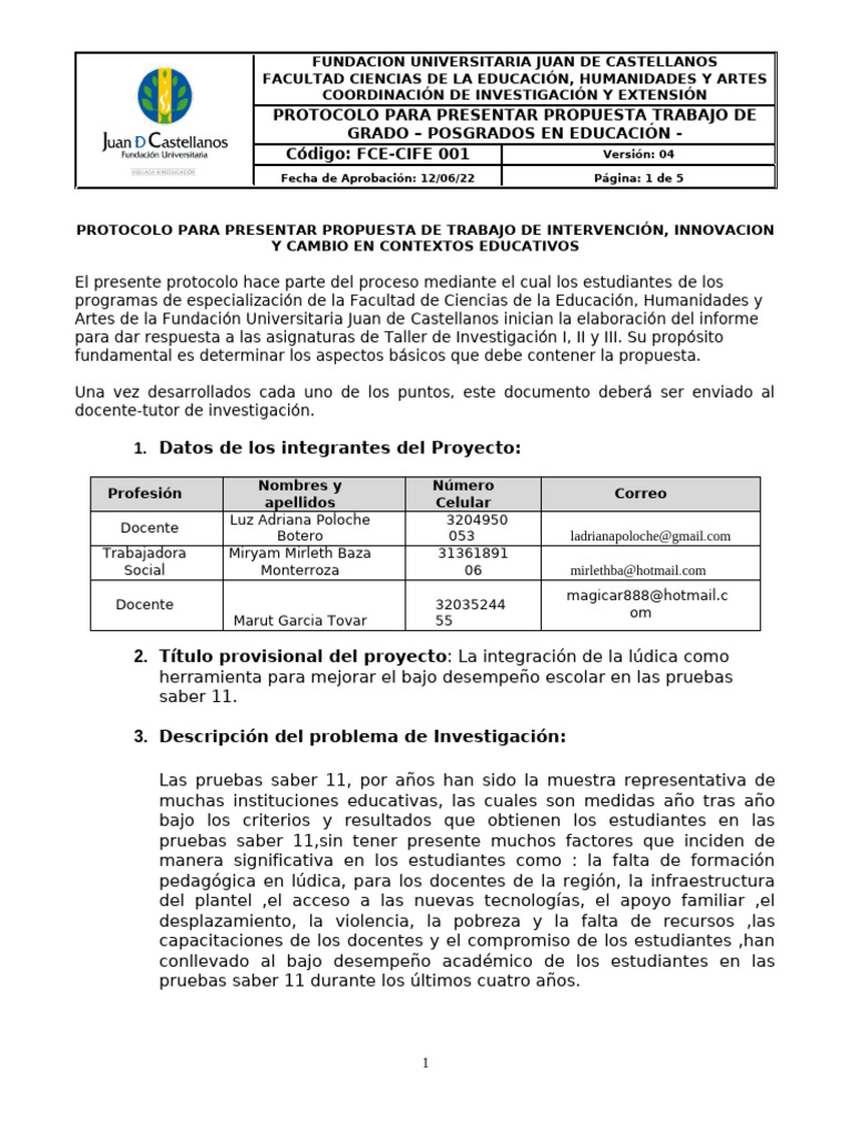 Protocolo Final | PDF | Maestros | Humanidades