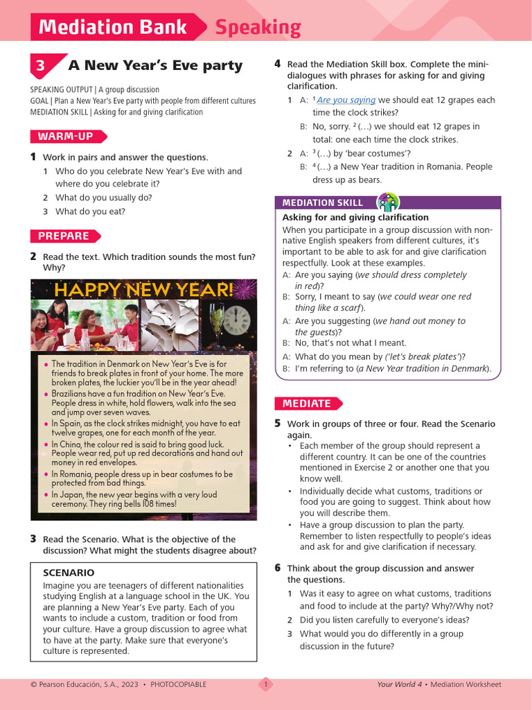 YourWorld 4 Mediation Worksheet 3 | PDF | Mediation | Human Communication