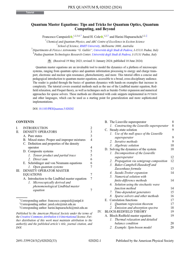 Quantum Master Equations-Tips and Tricks For Quantum Optics, Quantum ...