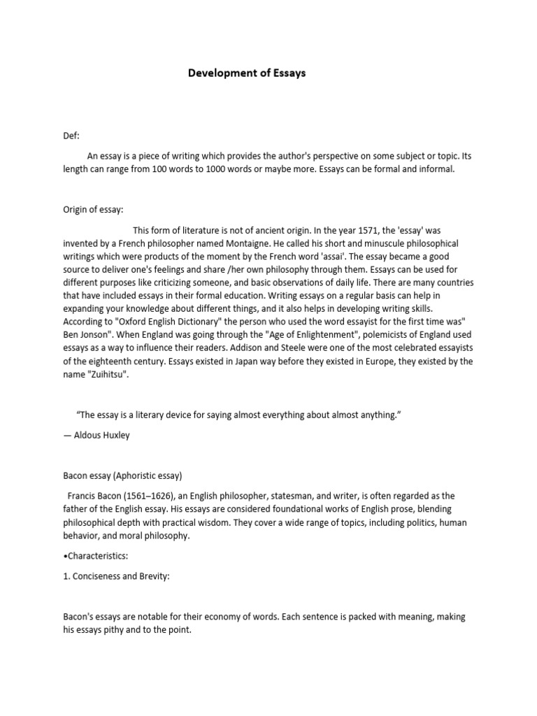 Development of Essays | PDF | Essays | Liberal Arts Education