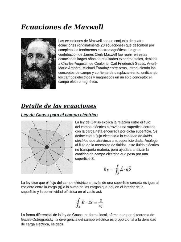 Ecuaciones de Maxwell 2corregido y Unido A La Ley de Faraday | PDF | Ecuaciones de Maxwell ...