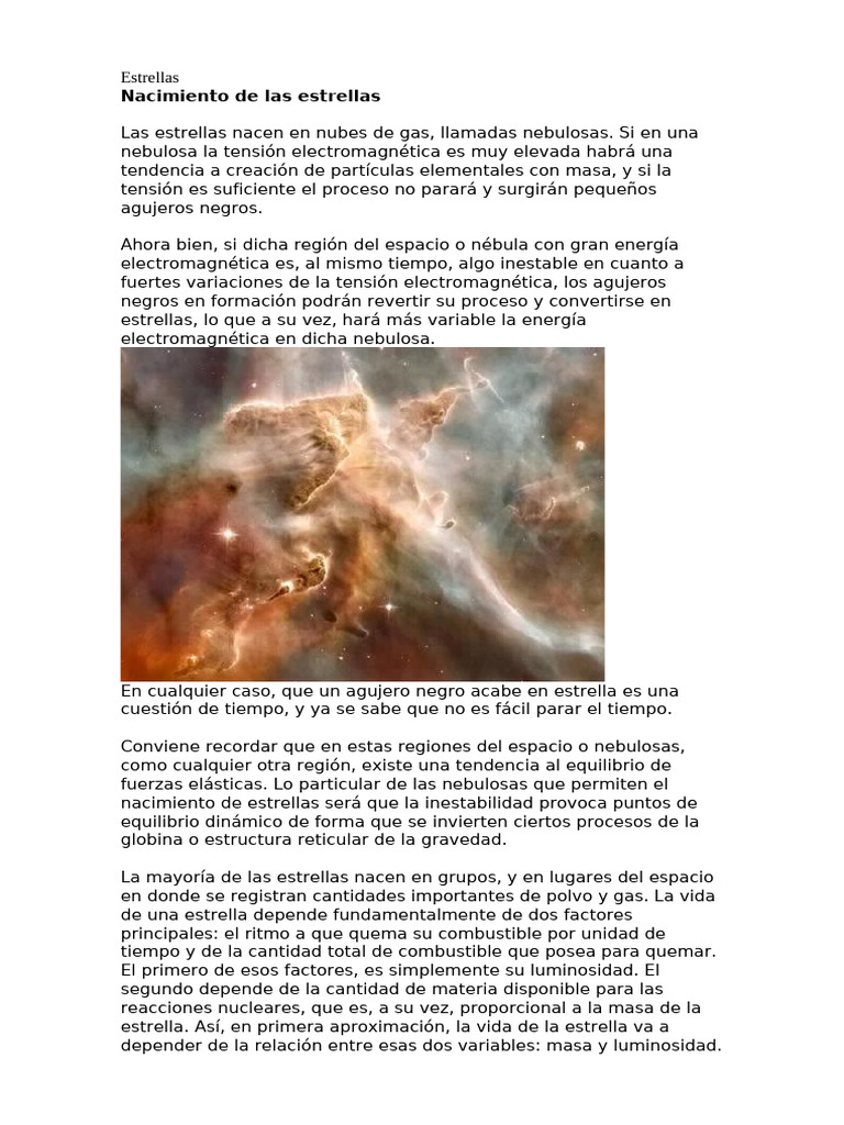 Formación y tipos de estrellas | PDF | Estrellas | Formación estelar