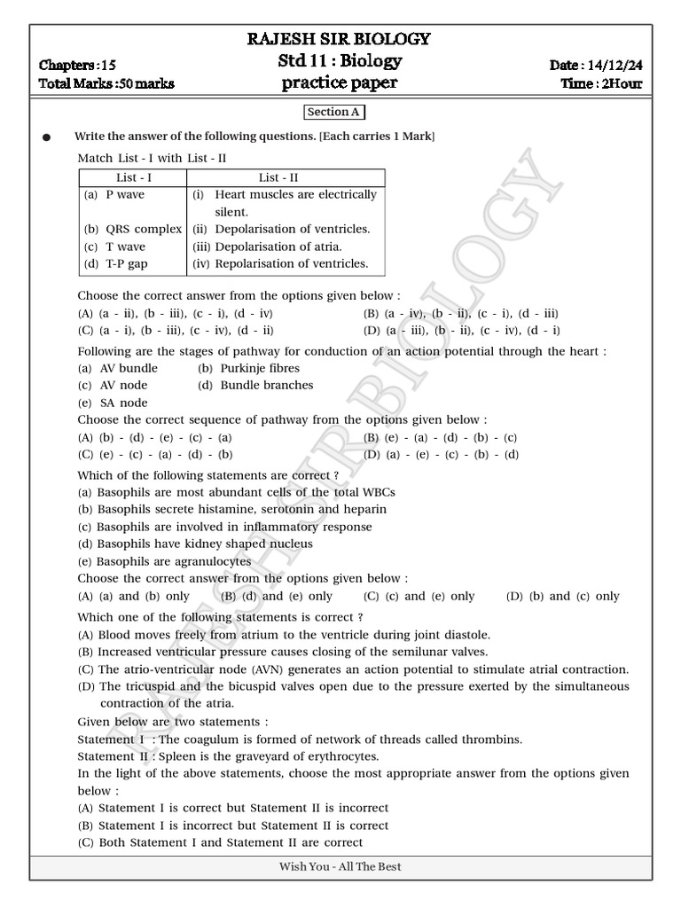 Practicepaper D14-Dec-2024 241214 051707 | PDF | Heart | Atrium (Heart)