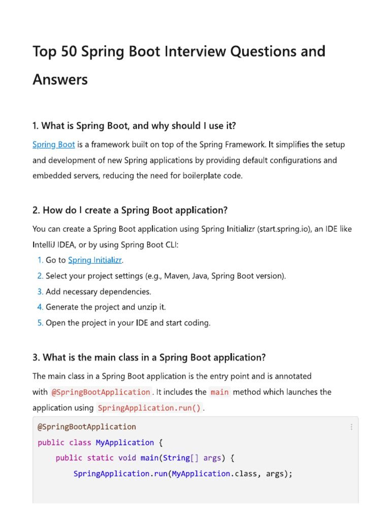 Springboot Interview Questions-1 | PDF