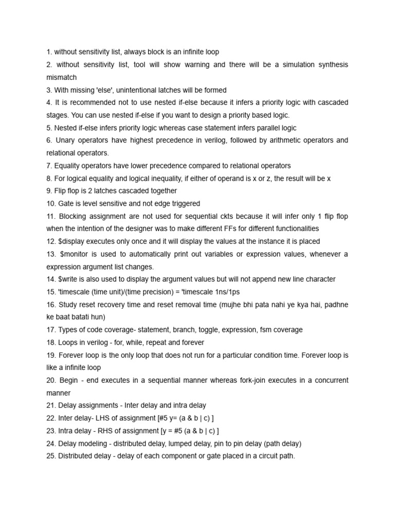 Verilog Notes (1) | PDF | Software Engineering | Electronic Design Verilog Notes (1) | PDF | Software Engineering | Electronic Design