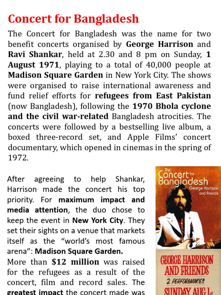 Concert for Bangladesh: 1971 Benefit Event | PDF