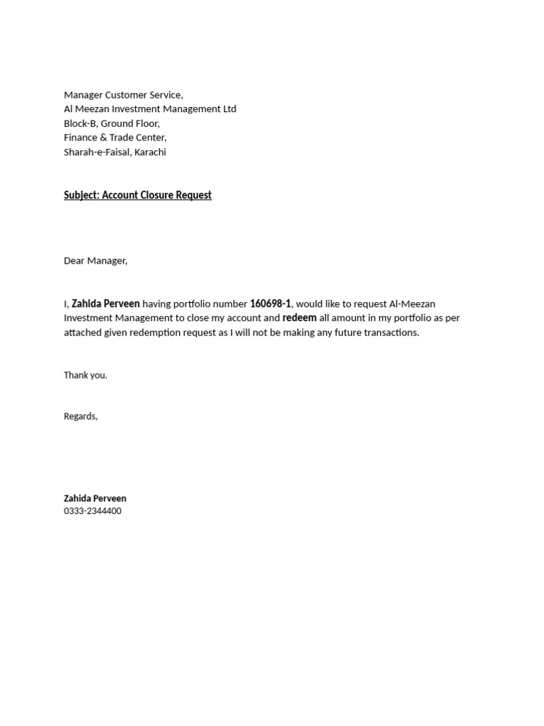 13 - Account Closure Application Format.rtf (1) | PDF