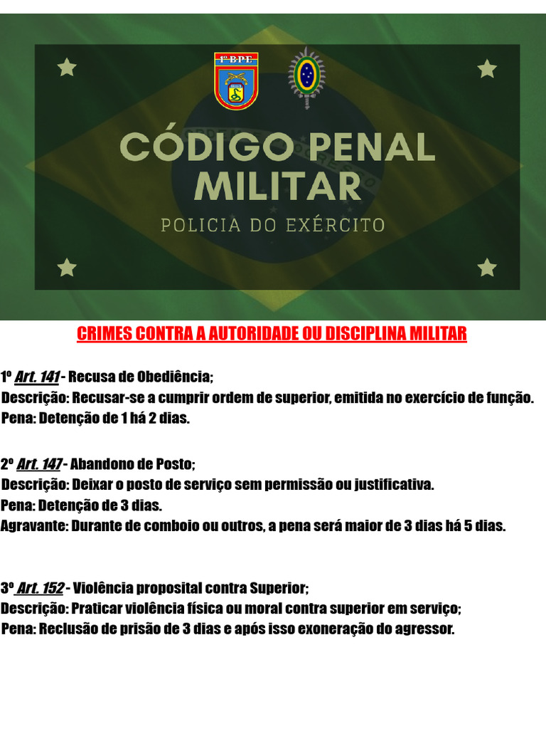 CPM - Código Penal Militar - POLICIA DO EXÉRCITO | PDF | Roubo | Crimes ...
