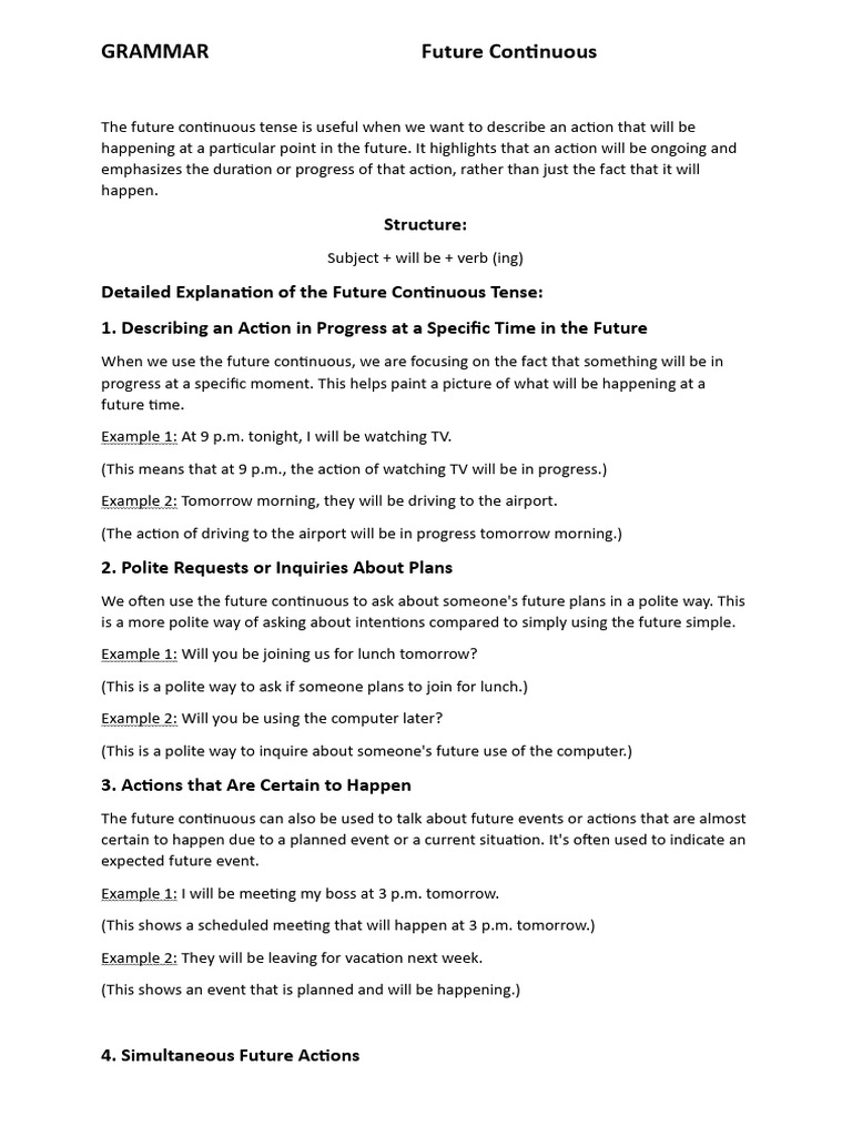 GRAMMAR Future Continuous Plus Text | PDF | Cosmetics