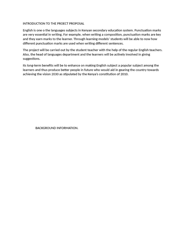 Introduction To The Proect Proposal | PDF