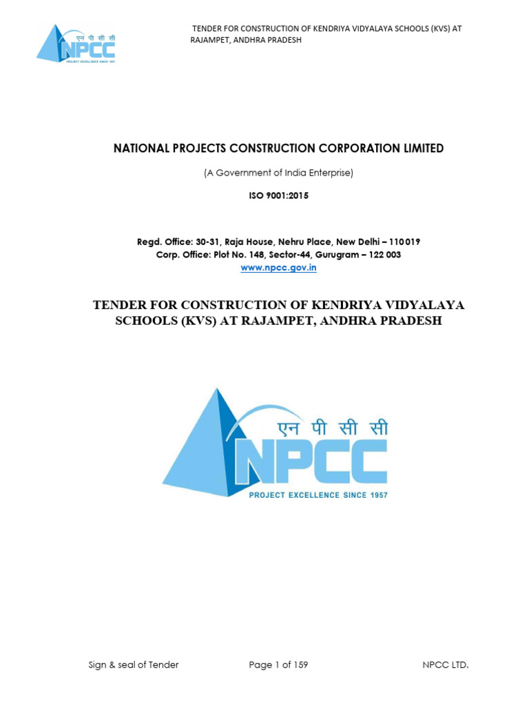AP Rajampet NPCC Tender 18cr | PDF