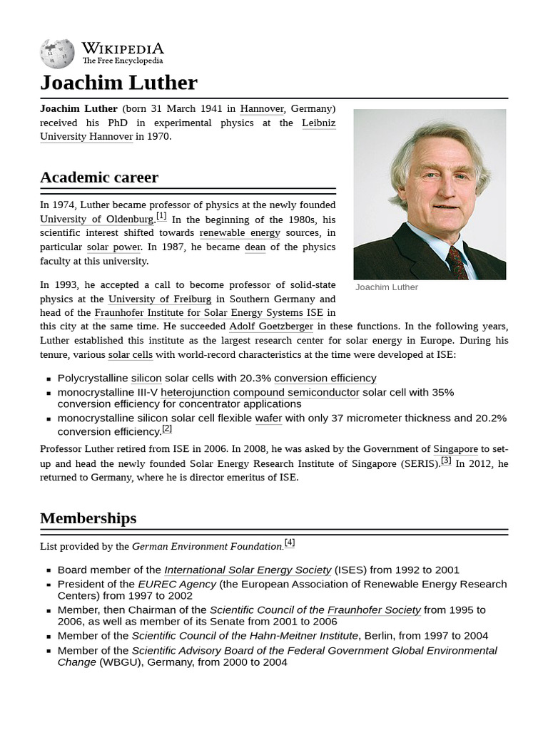 Joachim_Luther | PDF | Solar Cell | Nature
