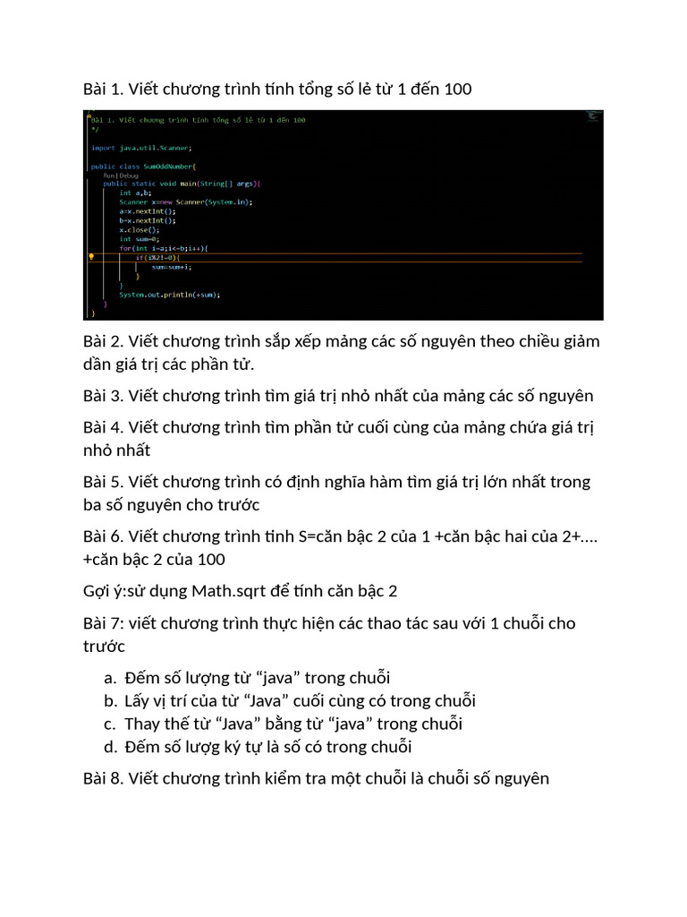 Btap lập trình Java | PDF